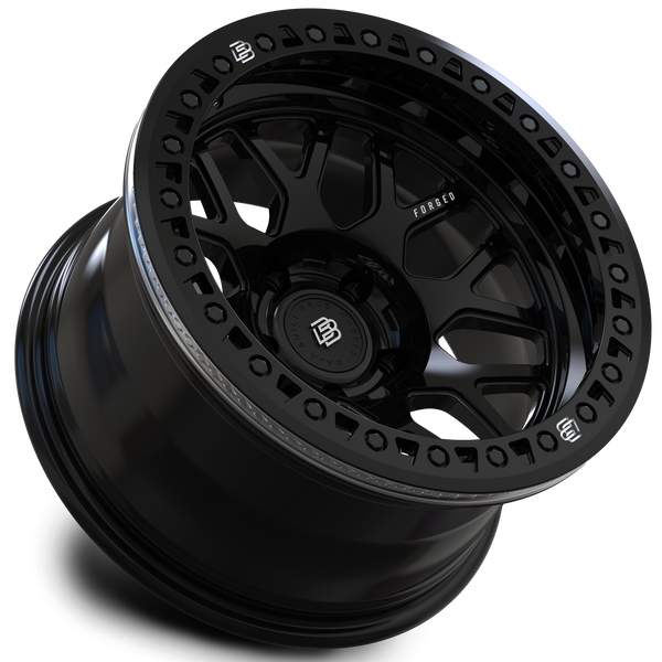 WRANGLER JL/JK/JT - GLOSSY BLACK/BLACK BOLT - FORGED BEADLOCK LITE BRITE OUTLAW - (17X9" 5X5 ...